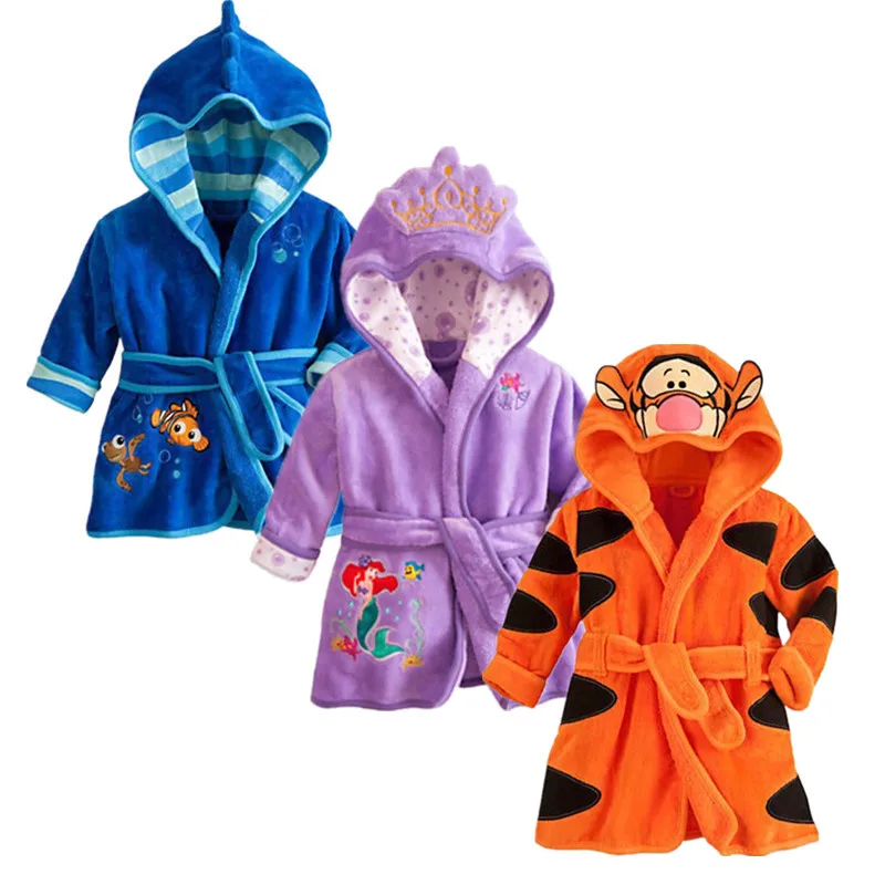 2018 Spring Bathrobe Kids Winter Flannel Hoodies Sleepwear Cartoon ...