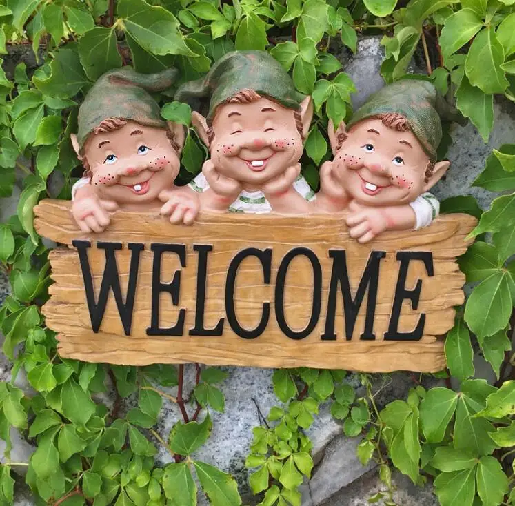 Villa Courtyard Happy Dwarf Elf Welcome Markers Pendants Decoration ...