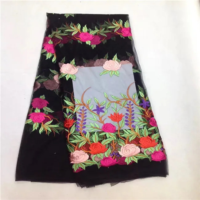 Preto Top exclusivo tule Africano laço francês tecido de renda líquida ...