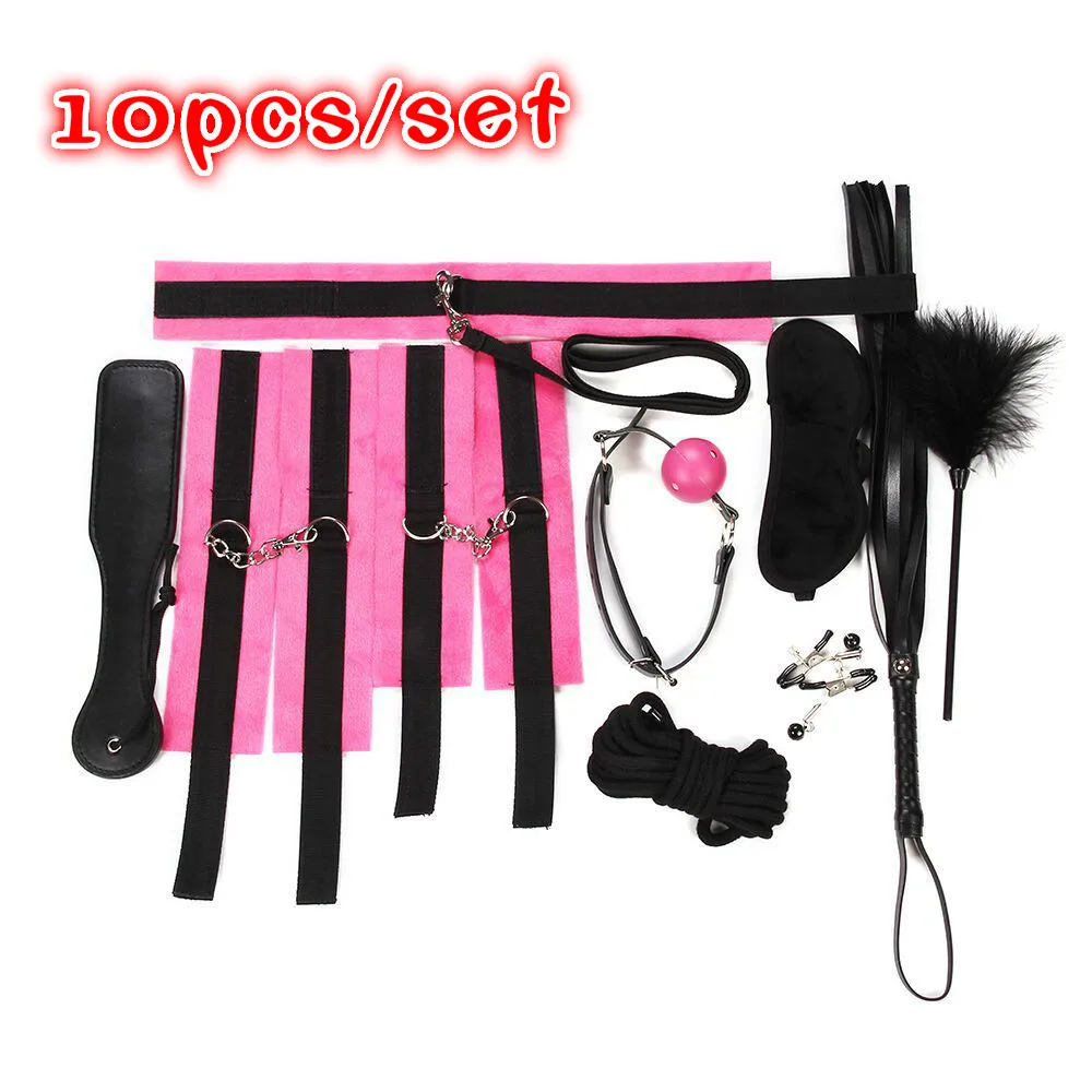 10pcs Set Bdsm Bondage Set Leather Fetish Adult Games Sex Toys For