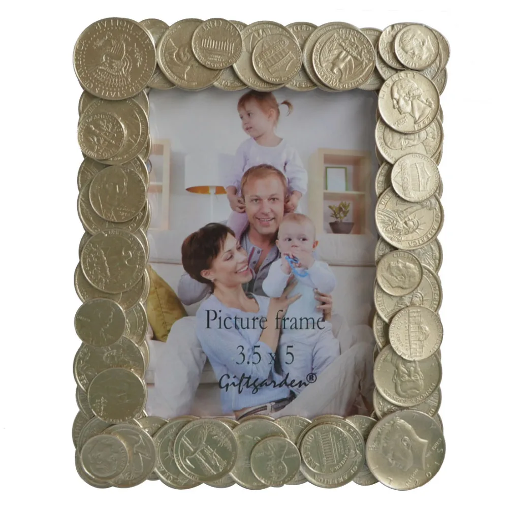 Decorative-Picture-Frame-Gold-Coins-Edging-Photo-Frames-Family-Gift ...