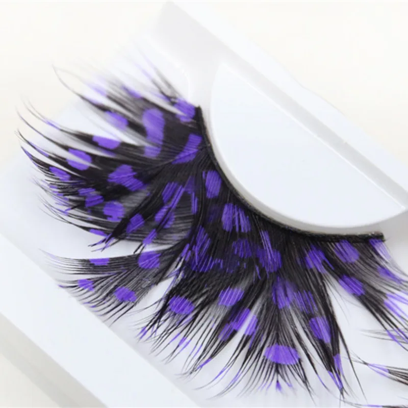 5 Pairs Fashion Women Purple polka dot Feather False Eyelashes Soft ...