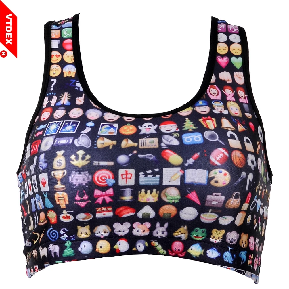 Sports Bras Emoji Pattern Fitness Bra VTDEX 2018 Women Digital Print ...