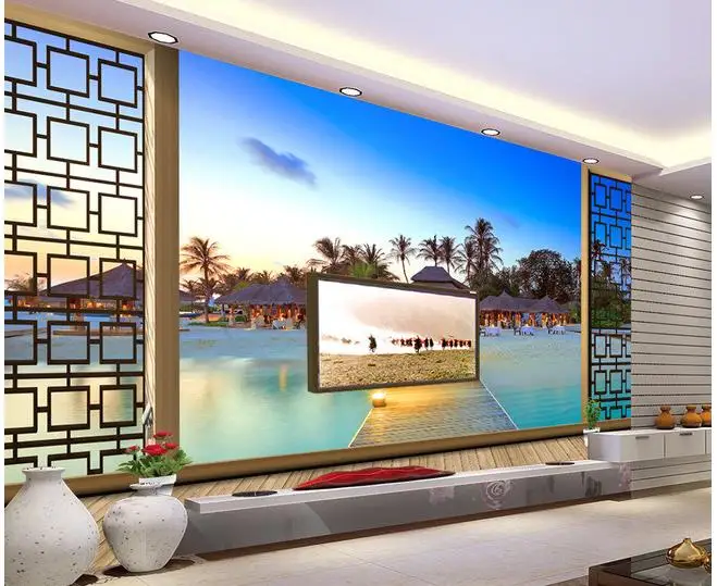 custom 3d wallpaper photo wallpaper for walls Window bridge landscape ...