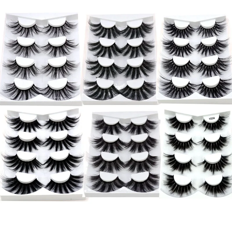4/9 Pairs 3D Mink Hair False Eyelashes Criss cross Wispy Cross Fluffy ...