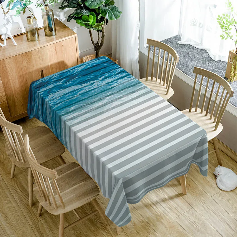 Simple Stripe pattern Table Cloth Polyester Printed tea table cloth ...