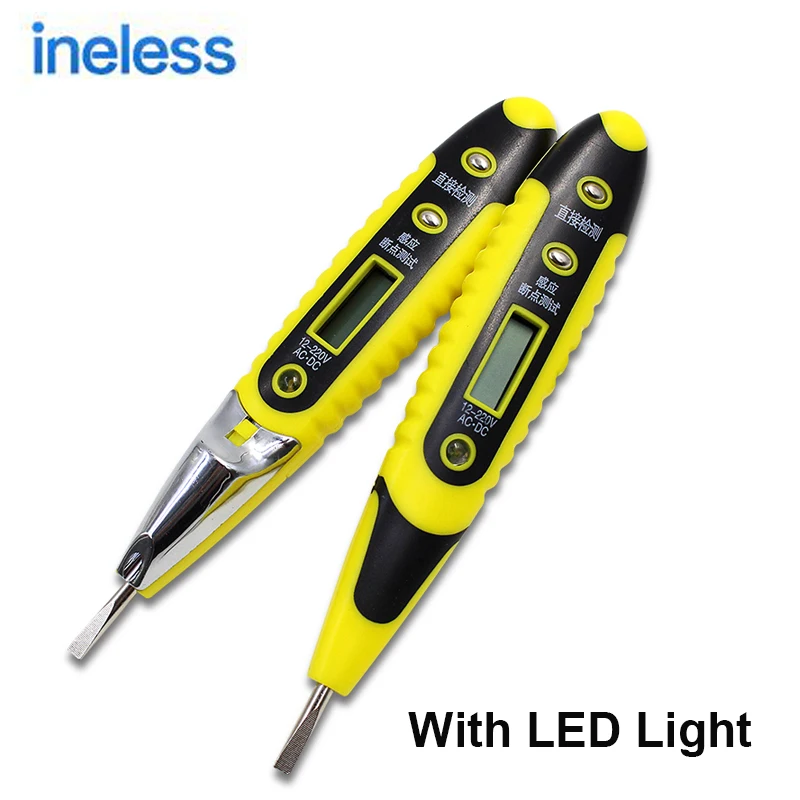 Digital Test Pencil Multifunction Ac Dc 12-250v Blue Light Sensor ...