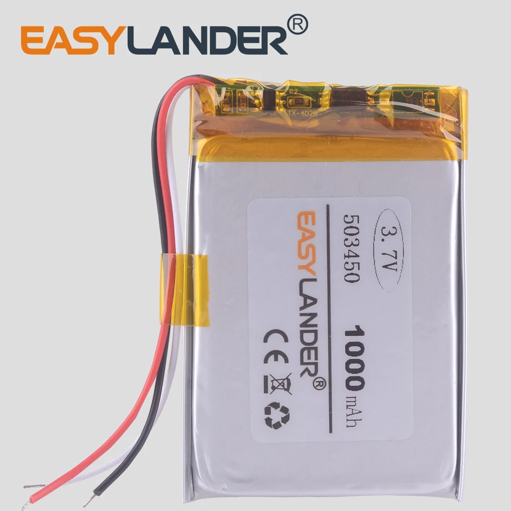3-wire-1000-mAh-3-7V-Polymer-Lithium-Rechargeable-Battery-Li-ion ...