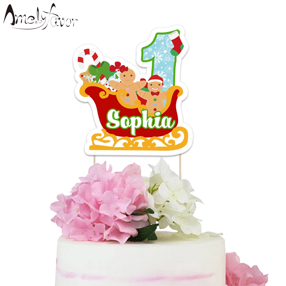 Christmas Theme Paper Cake Topper Birthday Party Decoration Supplies ...