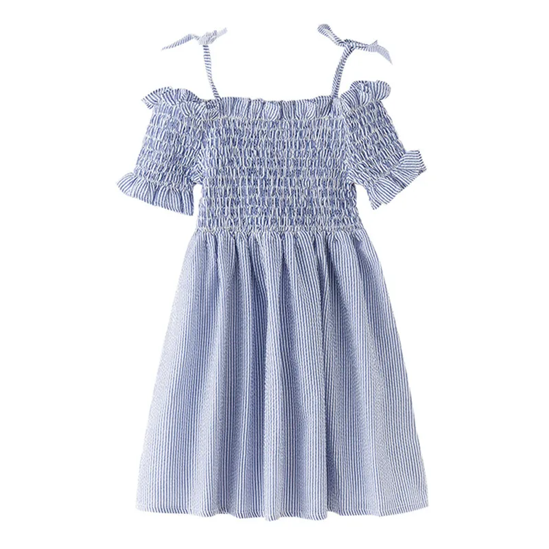 4 to 10 years new summer kids girls off shoulder striped ruffle flare ...