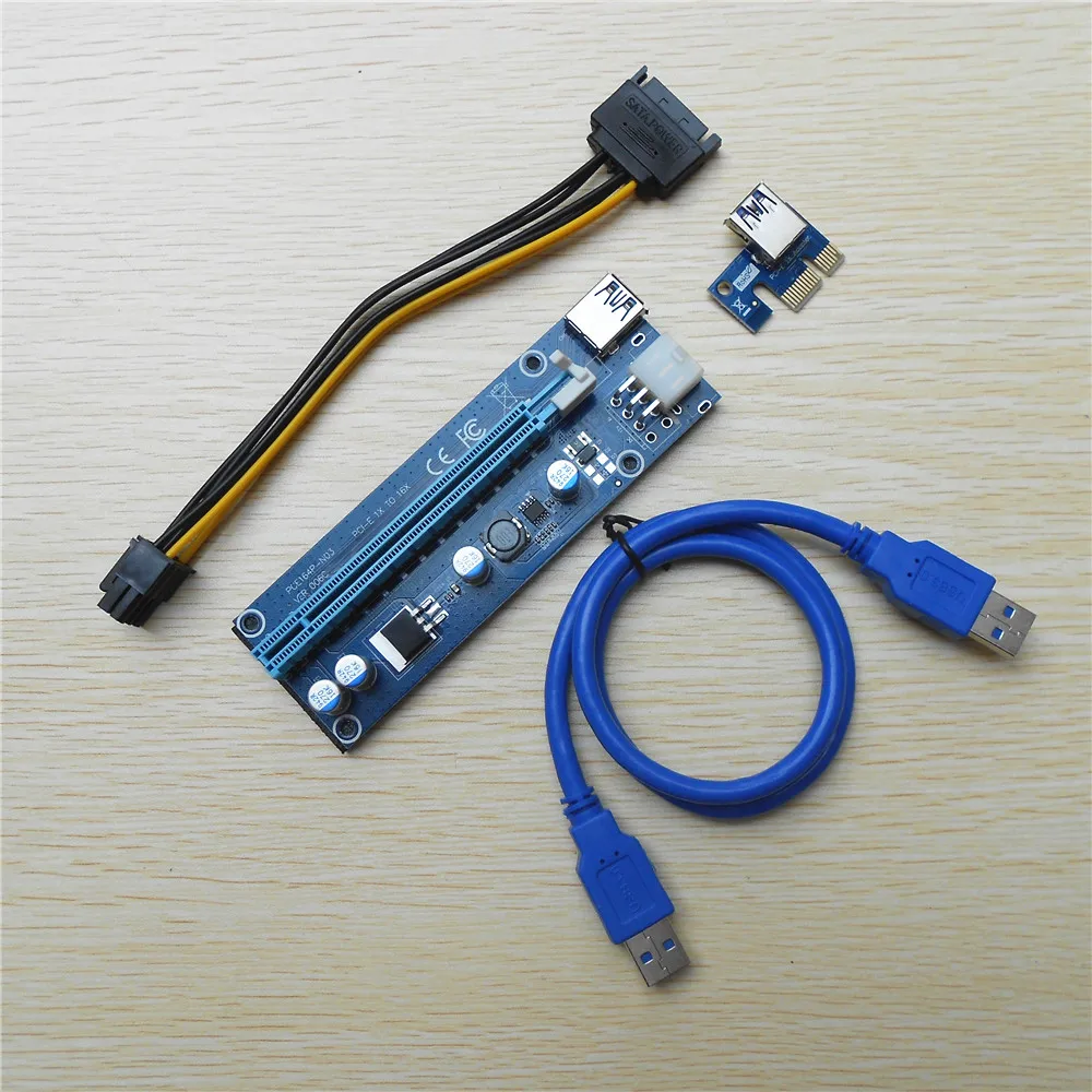 VER006C Riser Card PCI E Risers Card 1x to 16x USB 3.0 Cable SATA to ...