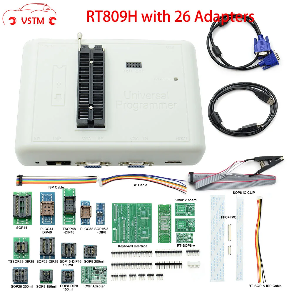 Original Universal Rt809h Emmc-nand Flash Programmer+26 Items Sop8 Flash Adapter Emmc-nand Nor ...