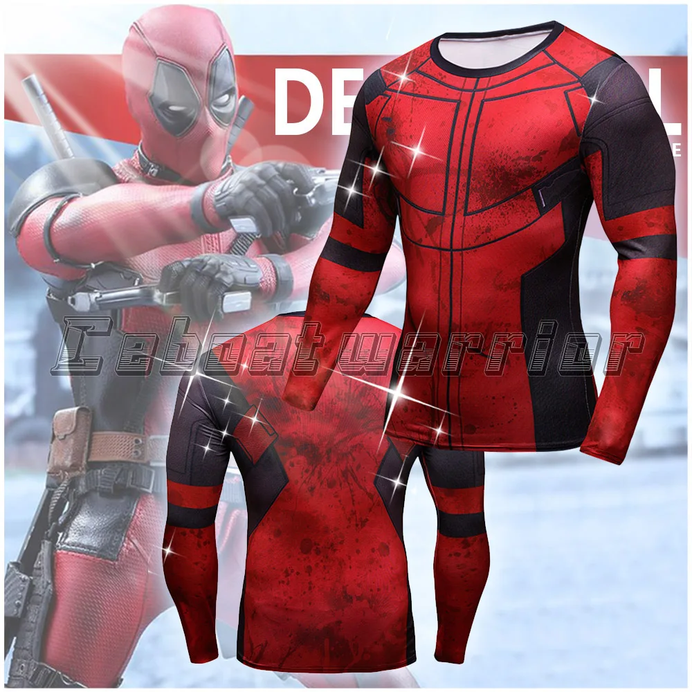 Hot Deadpool 3D Printed T shirt Men Deadpool Cosplay Costume Long ...