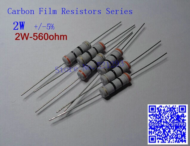 2 W 560 ohm Resistencia 5%/2 W Carbon film resistor ohm 560R/2 W 5% anillo de Color resistencia ...