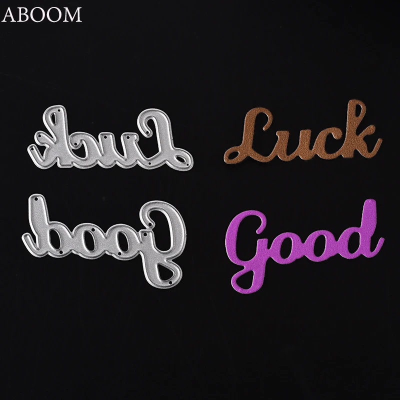 ABOOM-New-2PCS-Good-Luck-Letter-Metal-Die-Cut-Custom-Design-Embossing ...