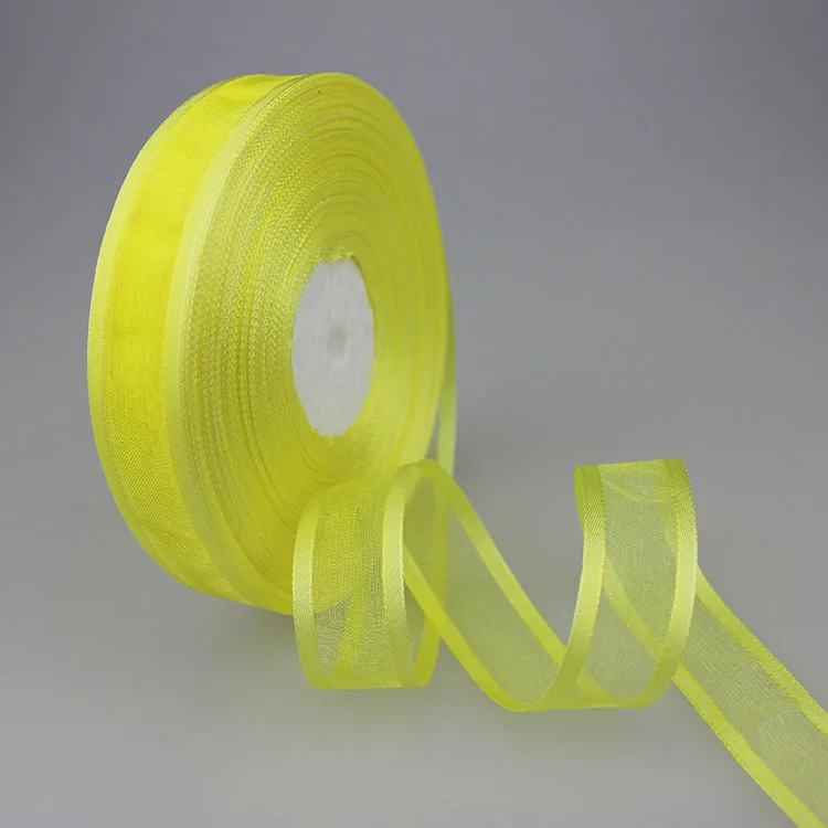 50 yards/lot 3/4''(20mm) Bright Yellow satin organza Broadside ribbons ...