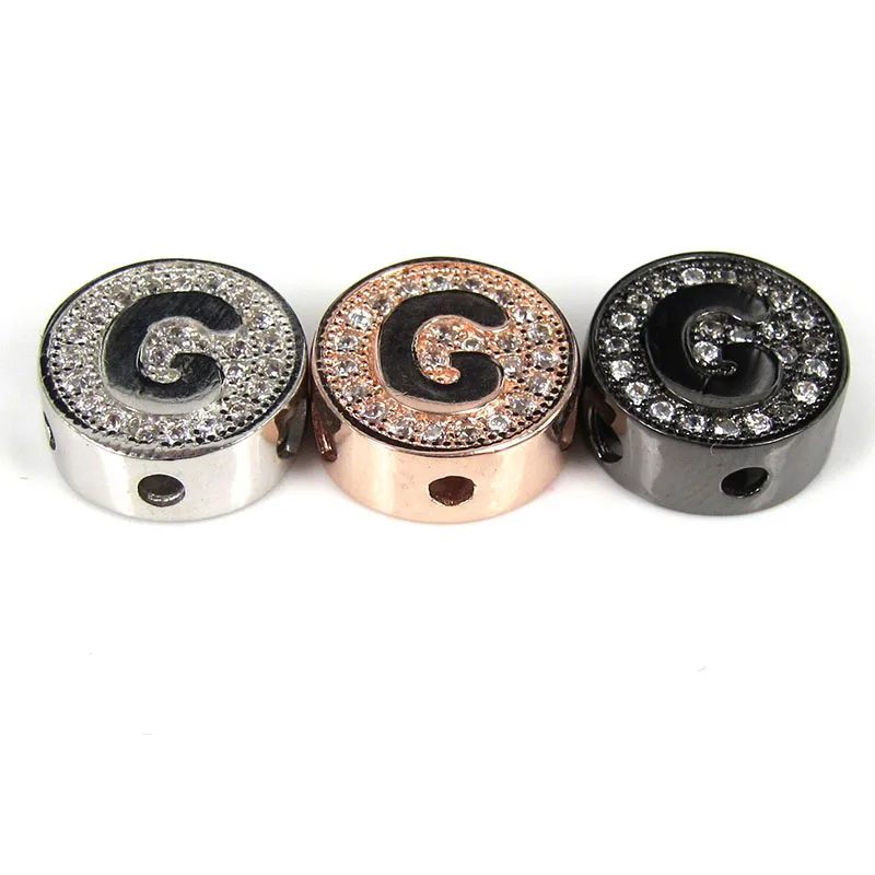 Mixed Plated Color Micro Pave Cubic Zircon Alphabet Letter G Beads ...