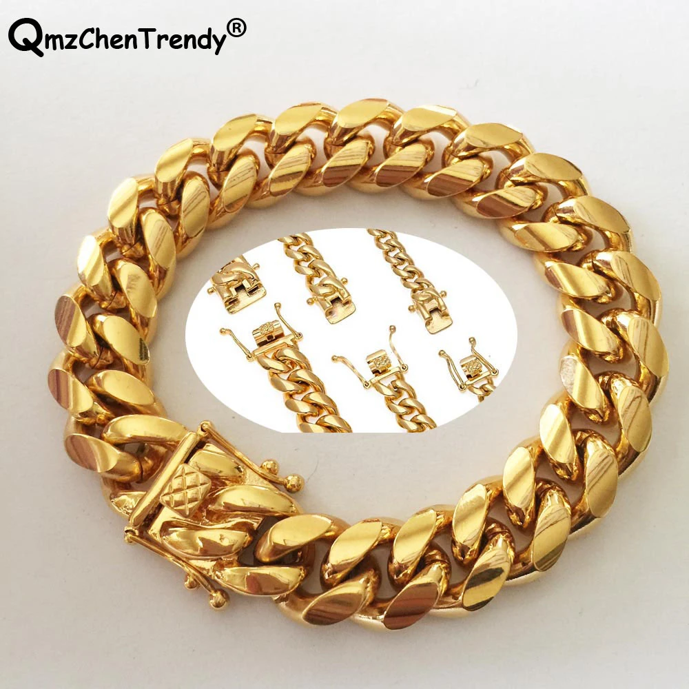 Promotion Stainless Steel Miami Curb Cuban Chain Bracelets Dragon ...