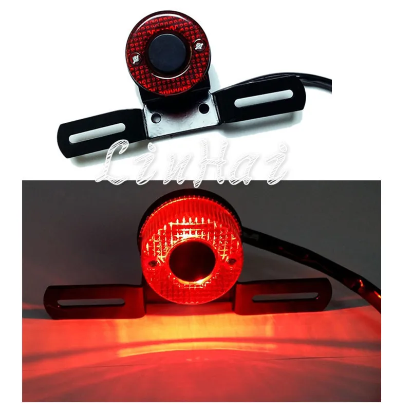 ZORBYZ Motorcycle Black Round Tail Brake Light For Chopper Dirt Bike ...