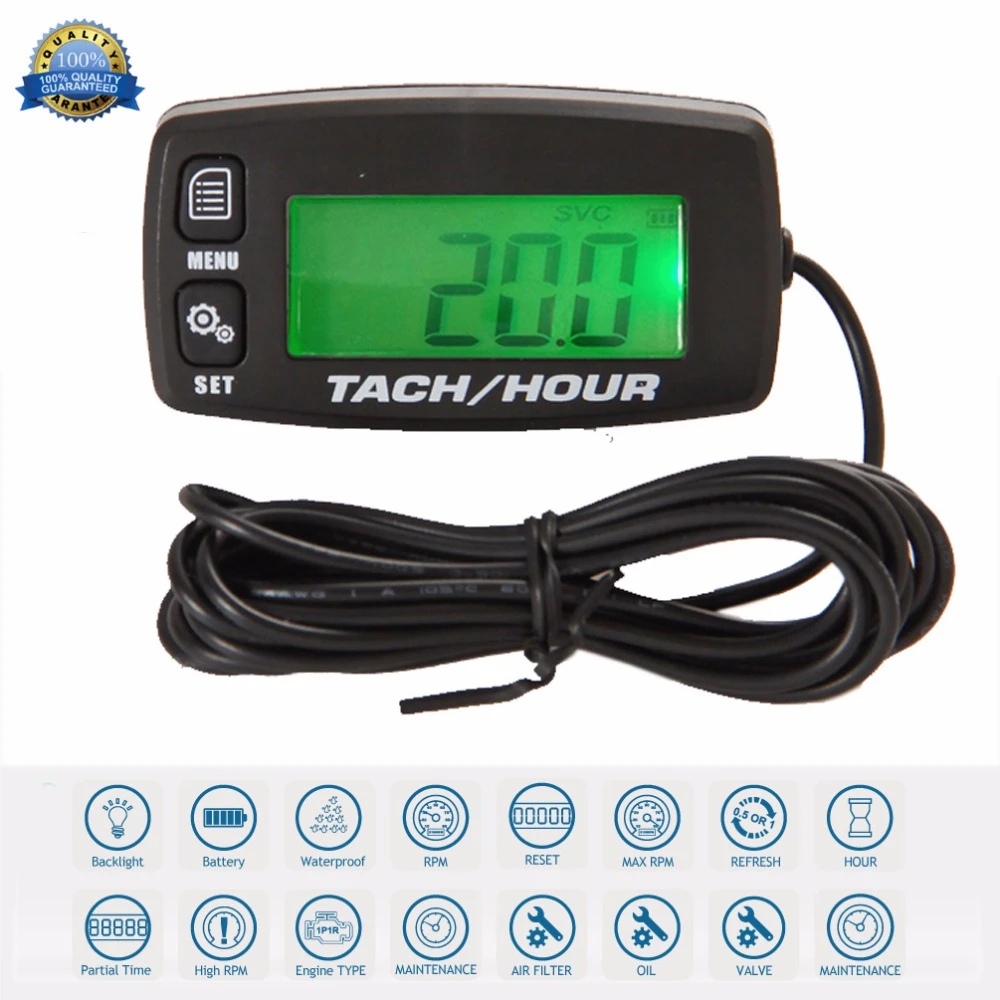 Digital Resettable Inductive Tacho Hour Meter Tachometer For Motorcycle ...