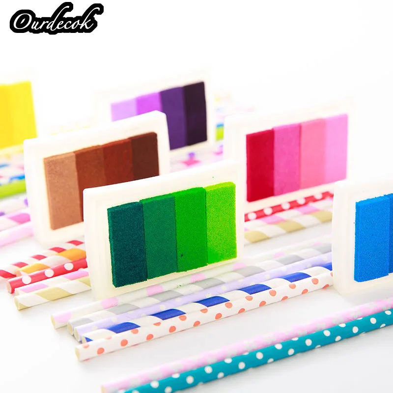 6 Sets/lot Creative DIY Oil 24 Colors Rubber Stamps Ink Pad for Vivid ...