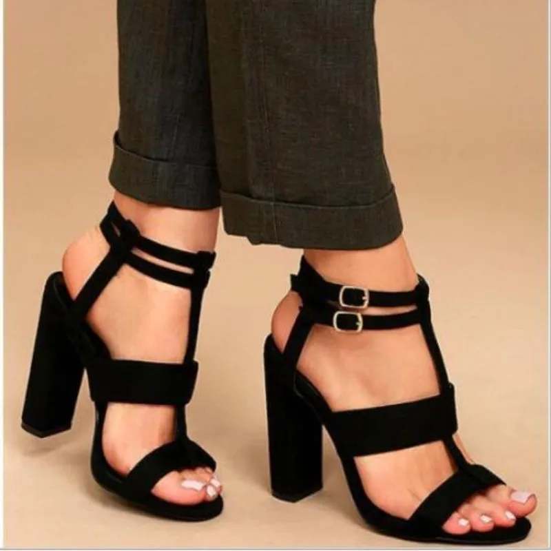 SLHJC 11 CM Ultra High Chunky Heel Pumps Sandals Women Summer Double ...