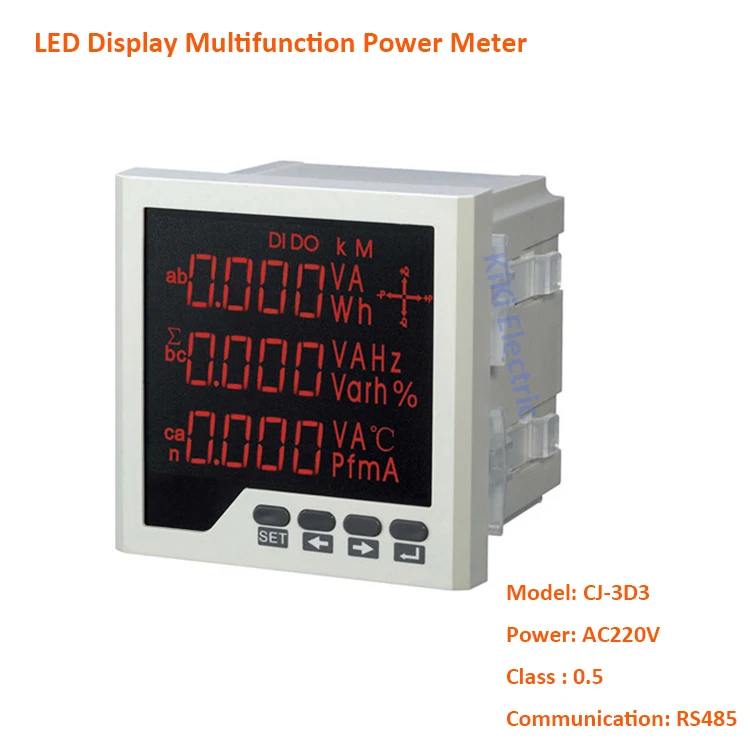 Led Display Three Phase Multifunction Power Meter 220vac Digital Panel Mount Meter With Rs485 ...