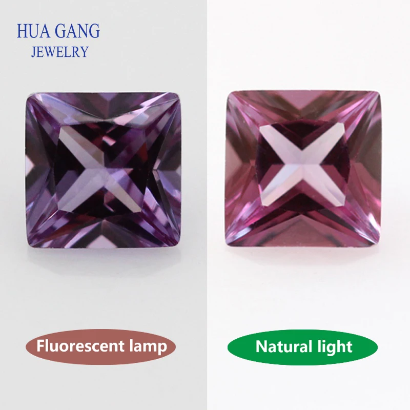 46# Discolor Corundum Stones Square Shape Princess Cut Synthetic ...