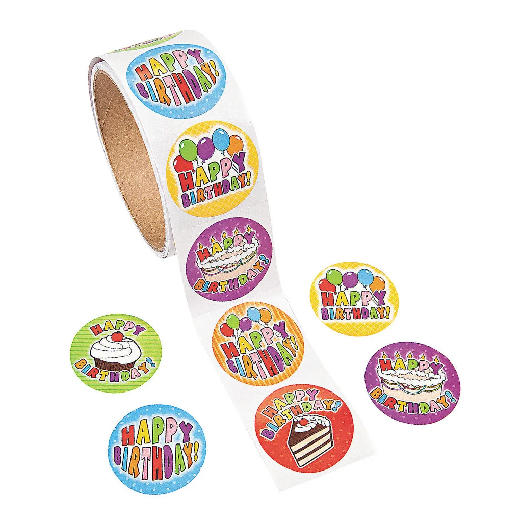 200 pcs cartoon Happy birthday sticker round stickers label teacher ...