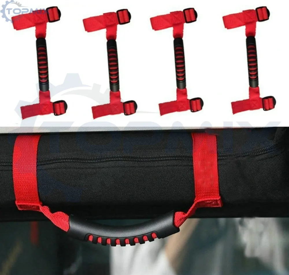 4Pcs/Set Red Unlimited Roll Bar Grab Handles Thin Holder Premium ...