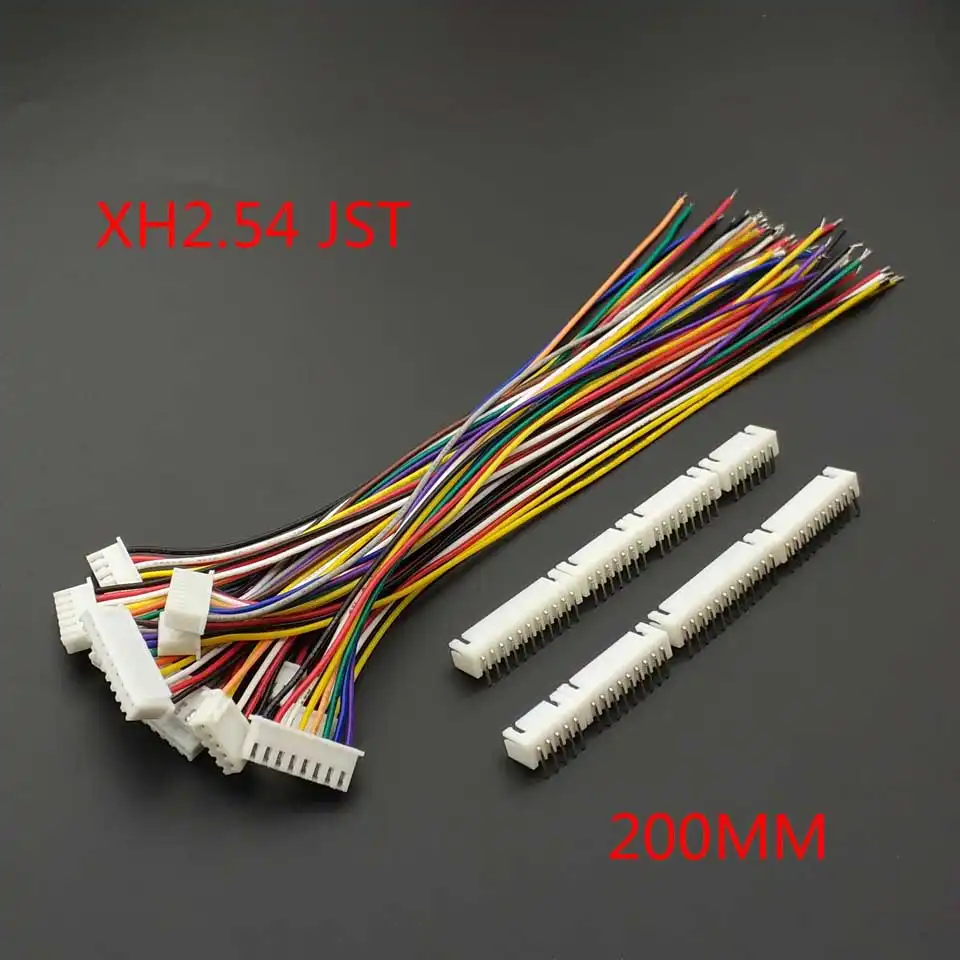 10 PCS XH 2.54 JST Connector Plug Wire Cable 20cm Long 26AWG 2/3/4/5/6/7/8/9/10/11/12P + XH 2.54 ...