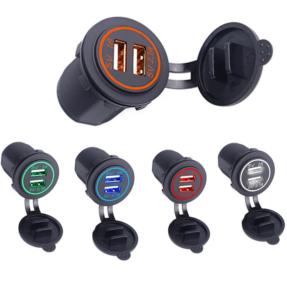 motorcycle usb waterproof DC 12V dual usb car charger adapter socket ...