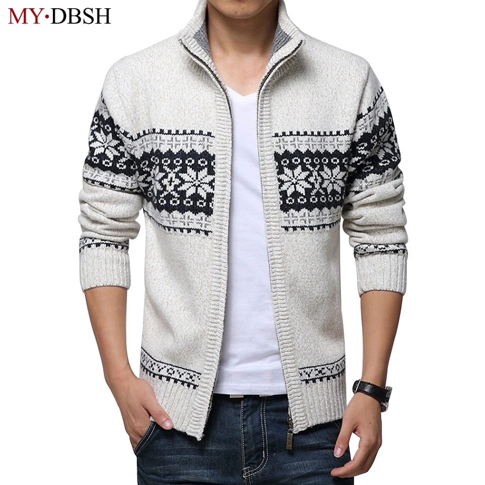 High Quality Mens Cardigans Sweaters Winter Mens Casual Sweaters Warm Zipper Men Cardigan Stand