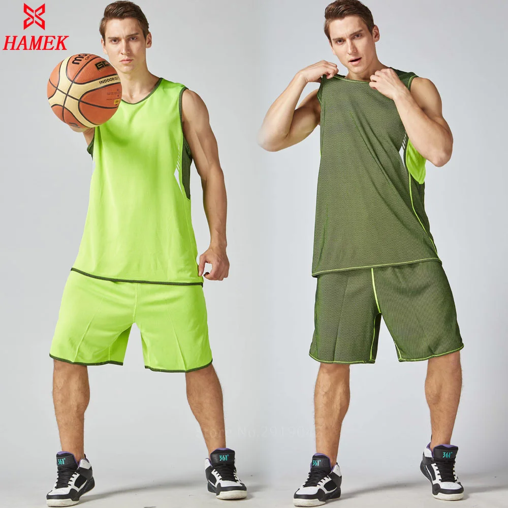 reversible Men throwback Basketball Set Uniforms kits Sports clothes ...