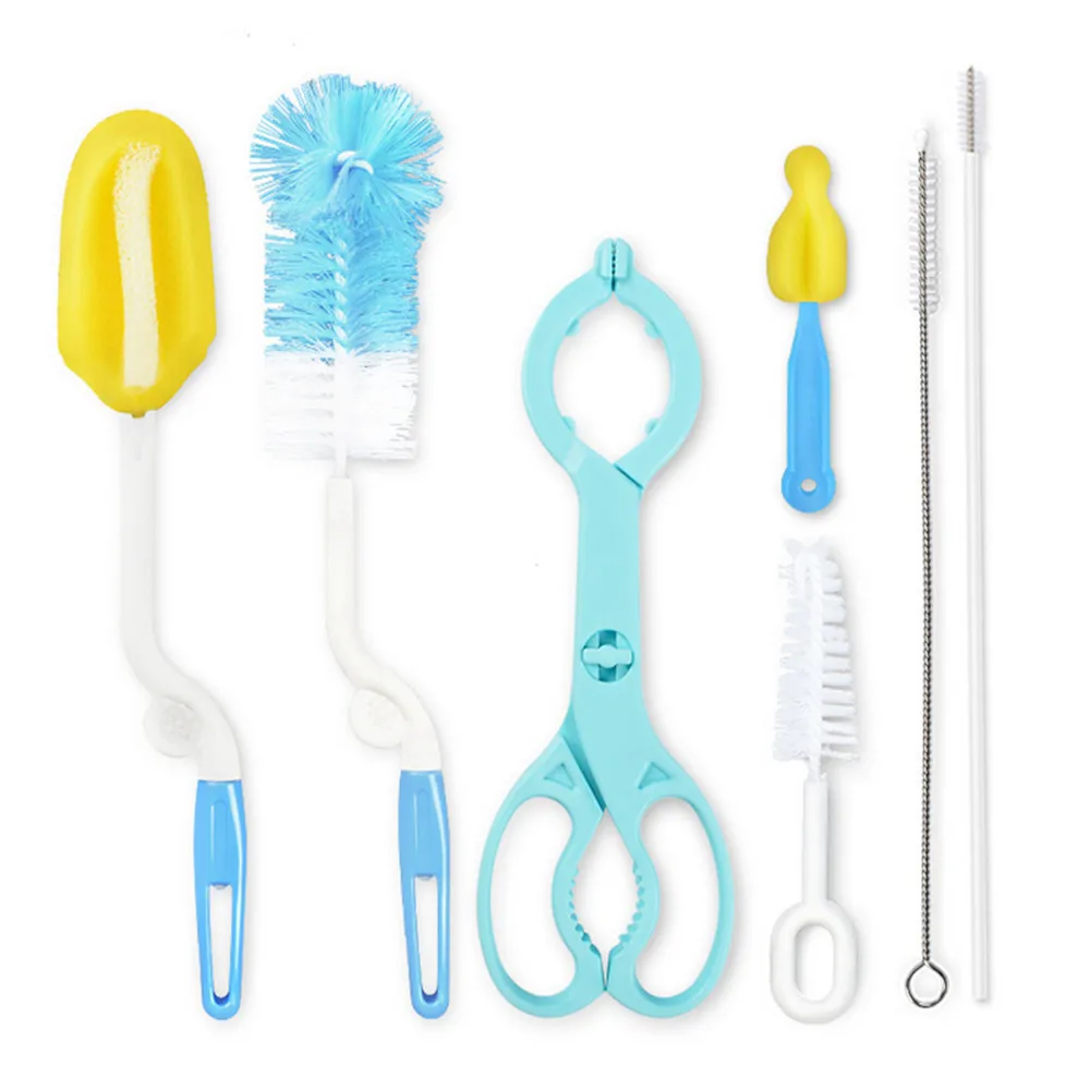 7pcs Sponge Baby Feeding Milk Bottle Brush 360 Degree Nipple Cleaning ...