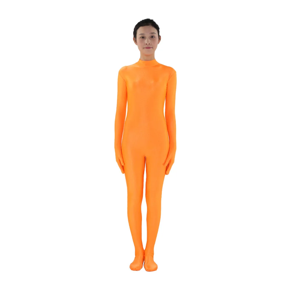 Full Body Long Sleeve round collar Unitard Lycra Bodysuit Nylon Custom ...