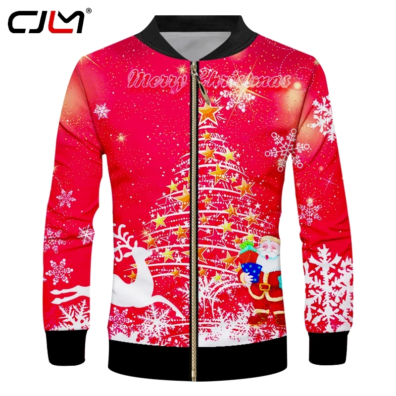 CJLM Man The New Listing Santa Claus Zip Jacket Christmas Tree Zipper ...