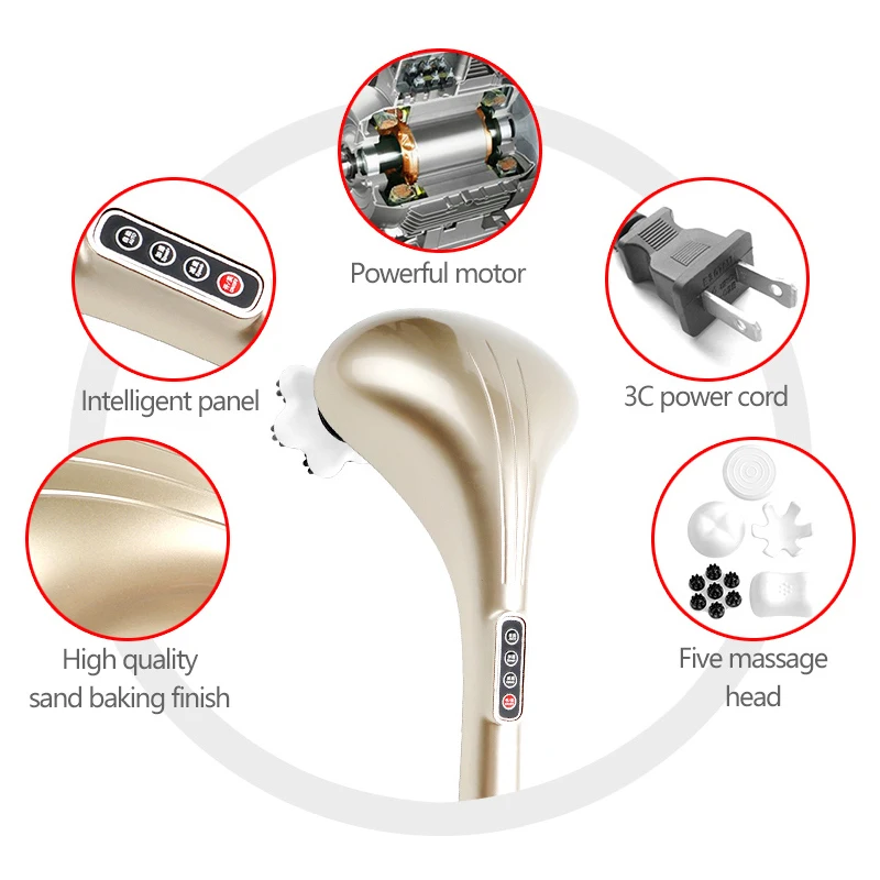 Sunwtr Multifunction Vibrator Neck Body Spa Double Head Massage Stick Effectively Relieve Muscle