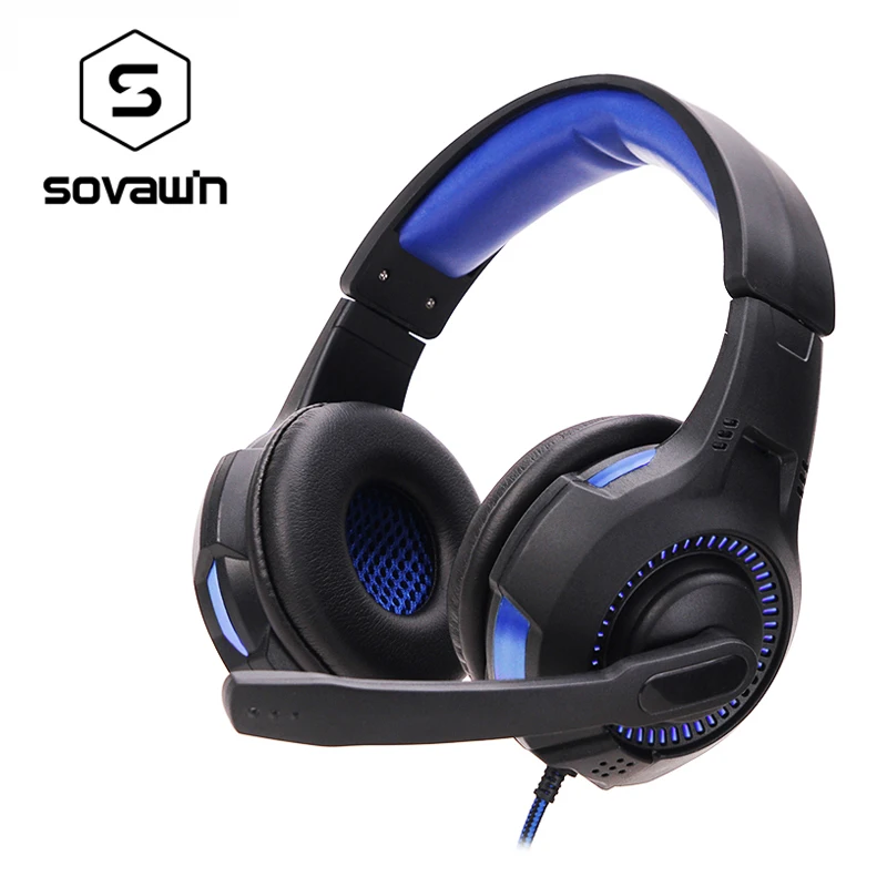 Computer Gaming Headphone Leather Soft Sponge Flexible Bass USB LED ...