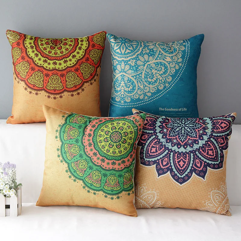 Elegant Cotton Indian Style Pattern Cushion Seat 45cmx45cm Square Home ...