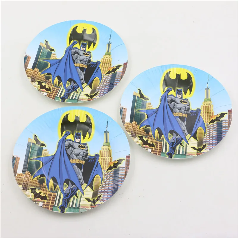 For 6Kids Birthday Disposable Tableware Set Batman Theme Party Supplies ...