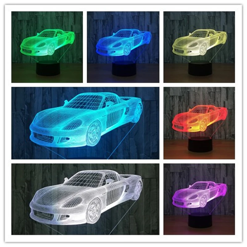 3D Led Table Lampe Sports Car Night Light 7 Colors Led Night Lamps For ...