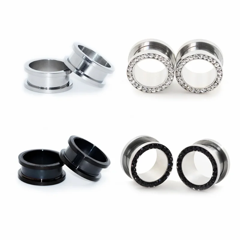 4pairs Earrings 316L Stainless Steel Ear Plugs Hollow Ear Expansions ...