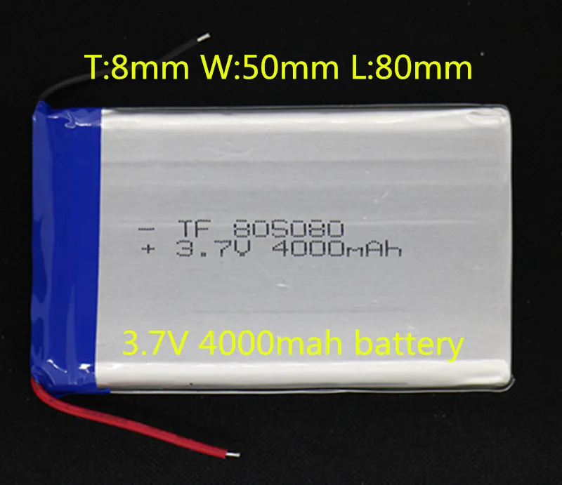 Free shipping 3.7V lithium polymer battery 805080 4000mAh MP3 MP4 ...