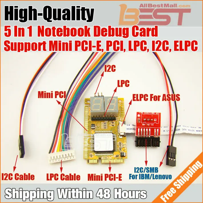 FreeShipping,NEW 5 in 1 Mini Combo Debug Card (Support PCI E, PCI, LPC ...