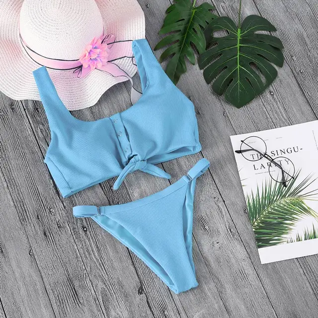 Buy Minimalism Le 2019 Sexy Bikinis Sets Fasten Breast