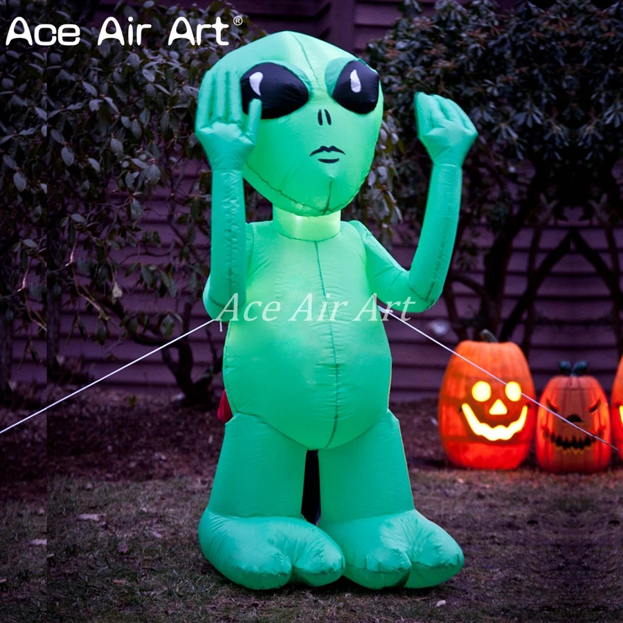 cheap Halloween decoration inflatable green alien with led lights for ...