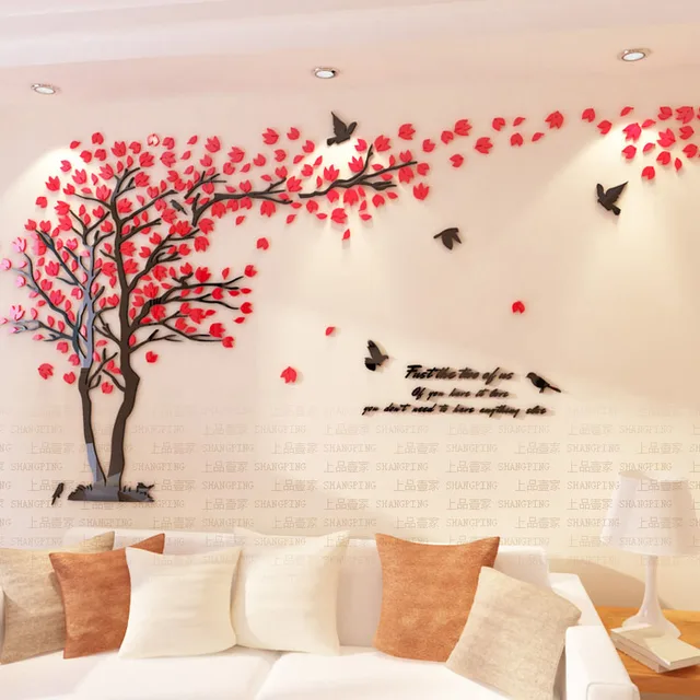 Big size Lovers Tree Acrylic Wall Stickers for Living room TV Sofa Wall ...