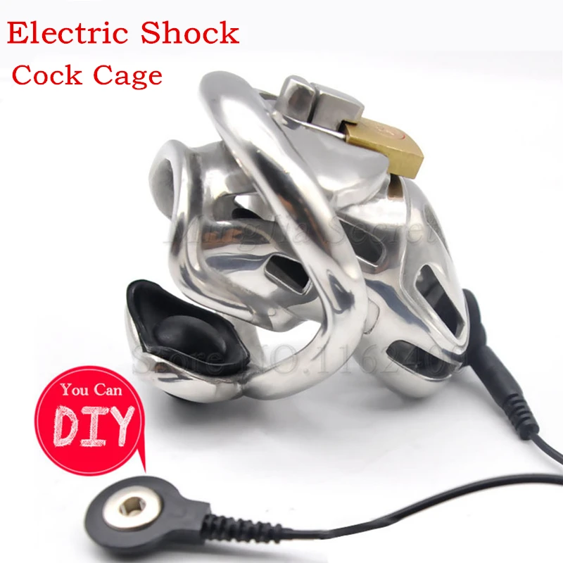 Electric Shock 316 Stainless Steel Male Chastity Deviceelectro Shock Cock Cagepenis Rings