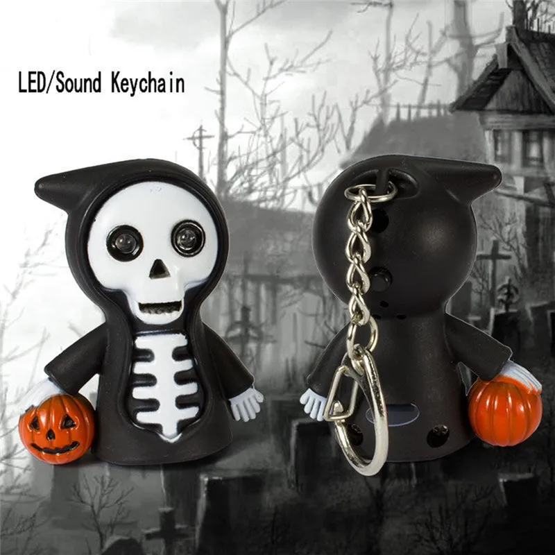 Halloween LED/Sound Flashlight Keychains Death Skeleton Pumpkin Decor ...